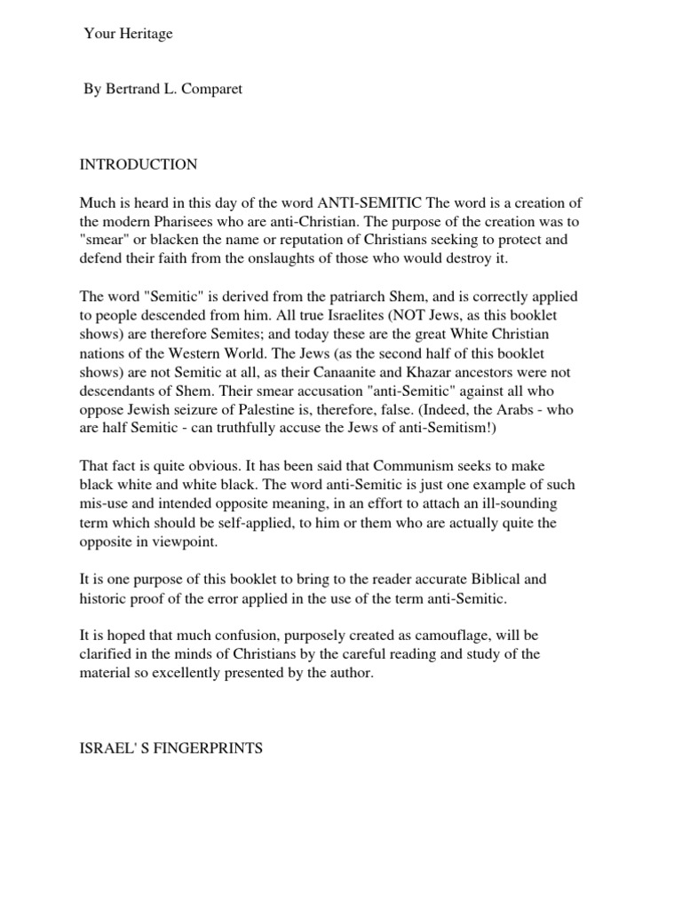 Your Heritage Bertrand L. Comparet | PDF | Bible Prophecy | New Covenant