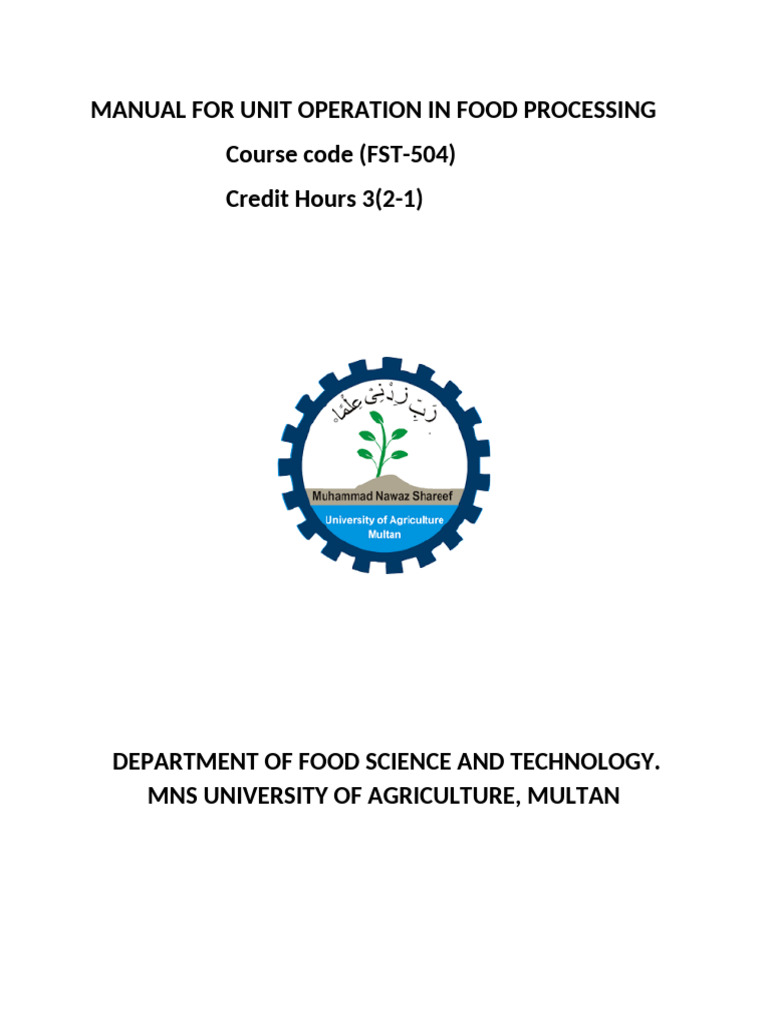 Food Processing Unit Operations Manual | PDF | Ph | Ultimate Tensile ...