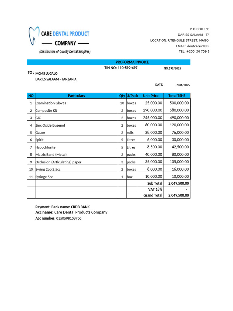 30 Proforma Invoice Mcms 2025 July | PDF