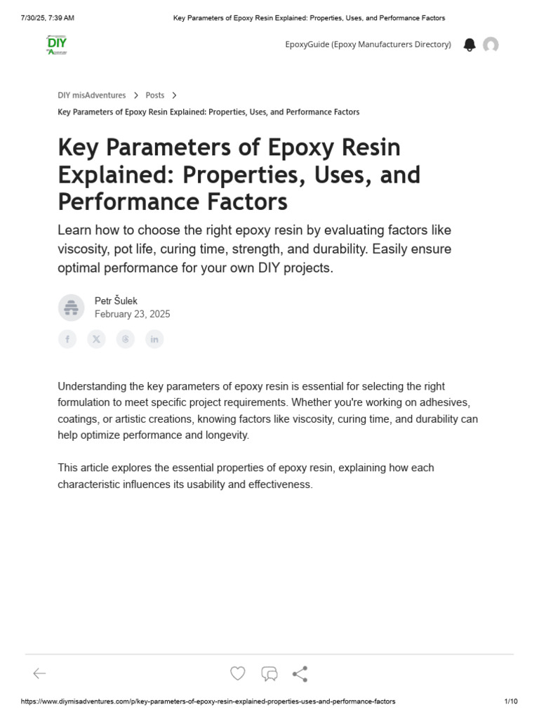 Key Parameters of Epoxy Resin Explained - Properties, Uses, and ...