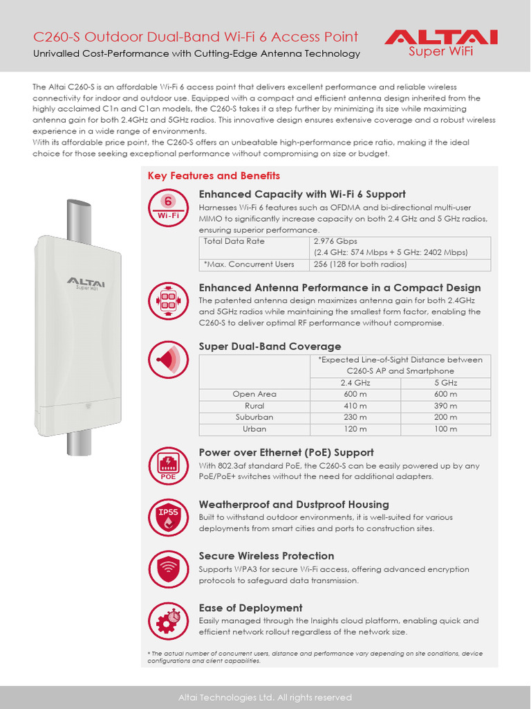 Altai C260-S EN 20250124 | PDF | Wi Fi | Ieee 802.11