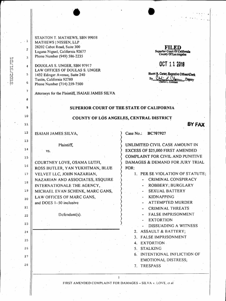 Silva v. Love: First Amended Complaint | PDF | Criminal Law | Justice