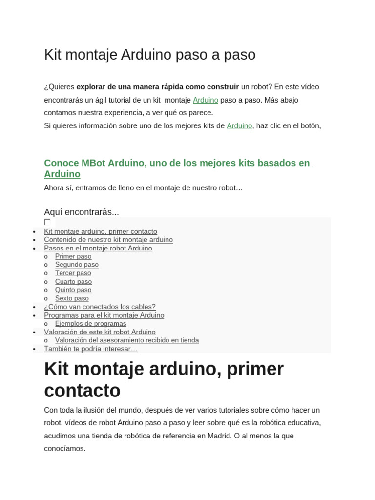 Kit Montaje Arduino Paso A Paso | PDF | Arduino | Robot