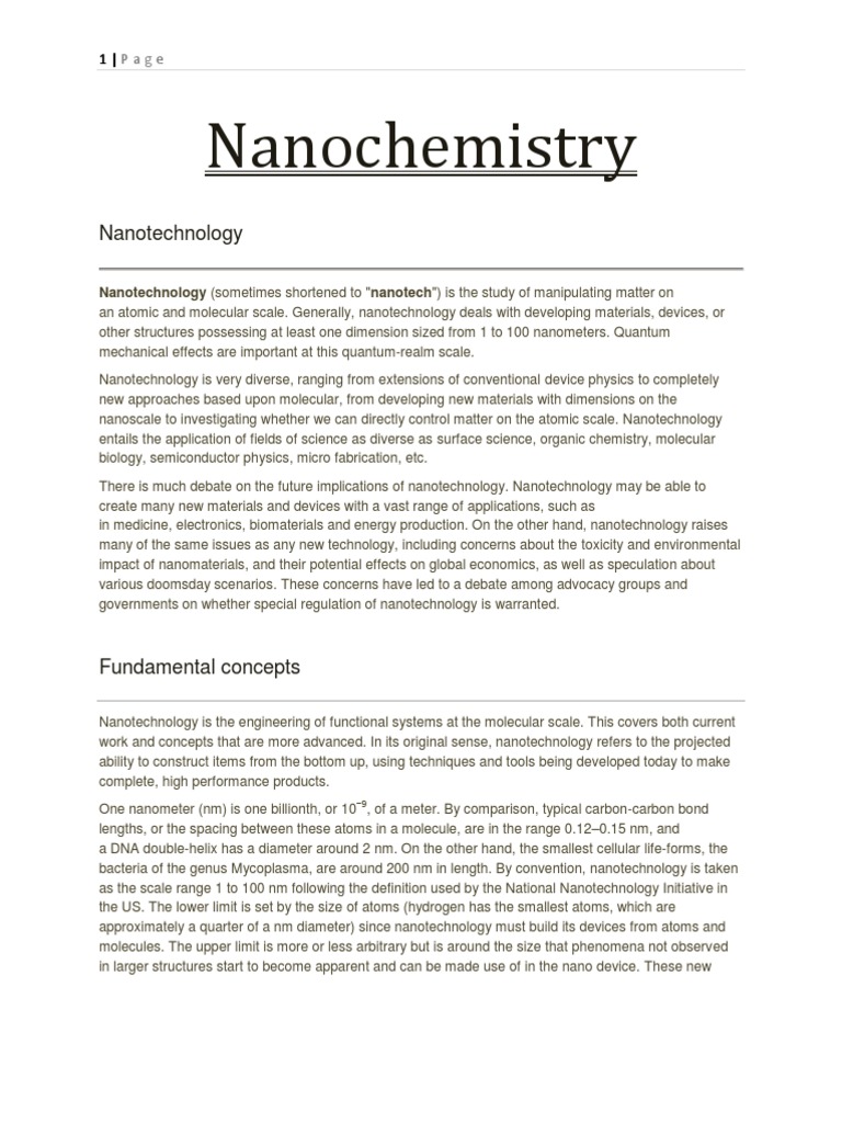 Nano Chemistry | PDF | Nanotechnology | Nanomaterials