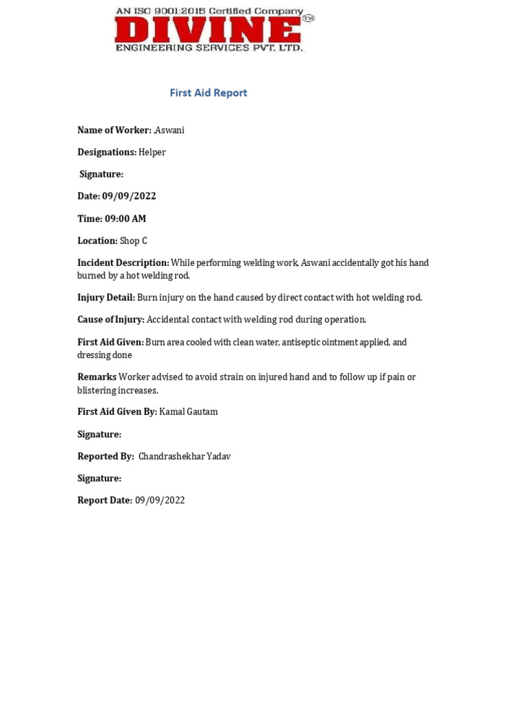 First Aid Report ASWANI 23 | PDF
