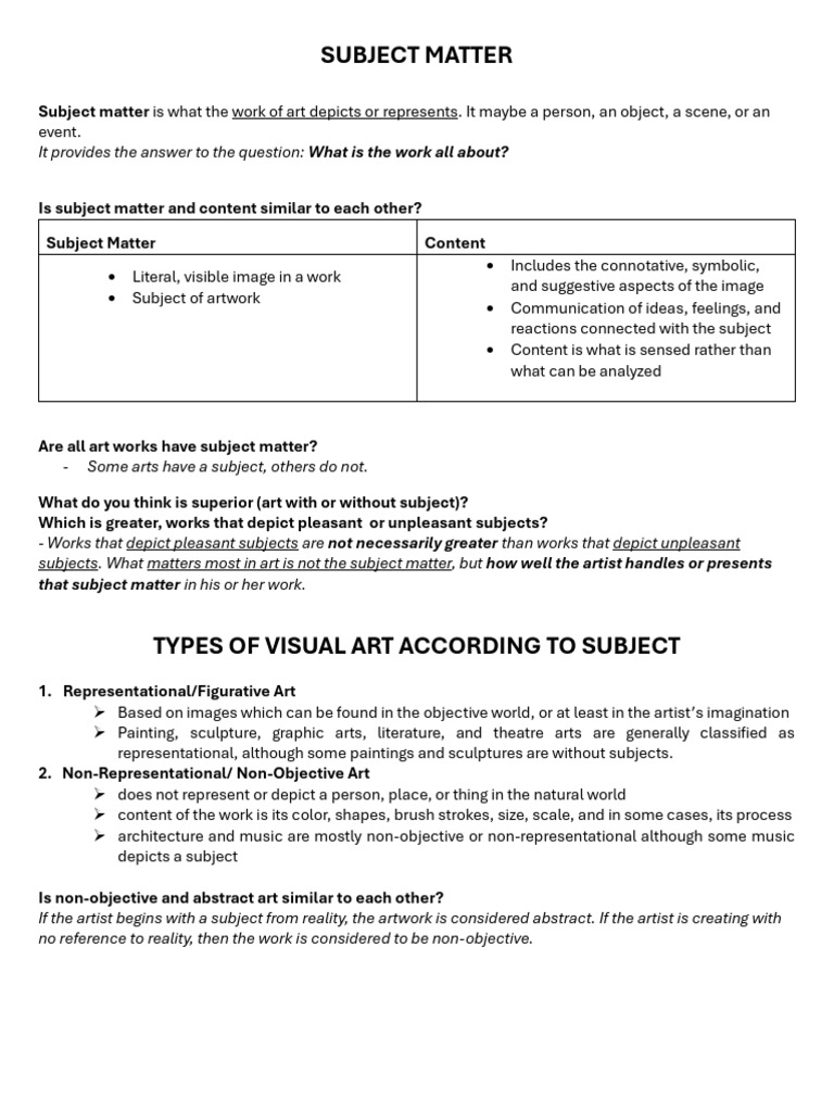 Understanding Subject Matter in Art | PDF | Abstract Art | Paintings