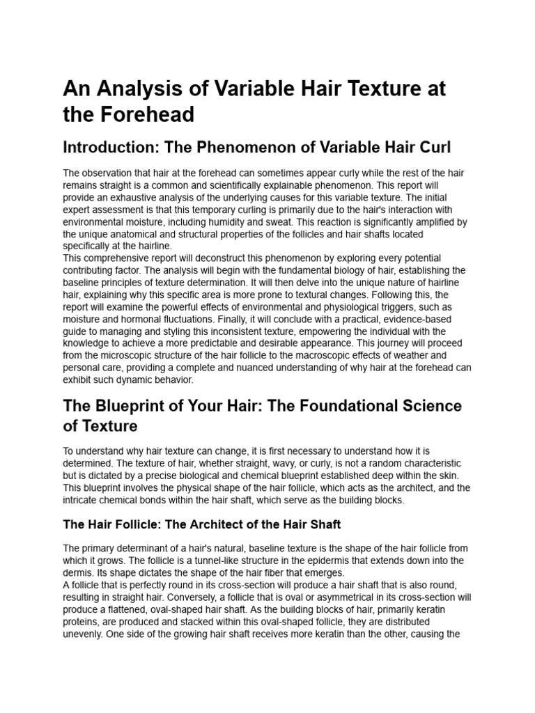 Forehead Hair Texture: Curl Dynamics | PDF | Hair | Chemical Bond