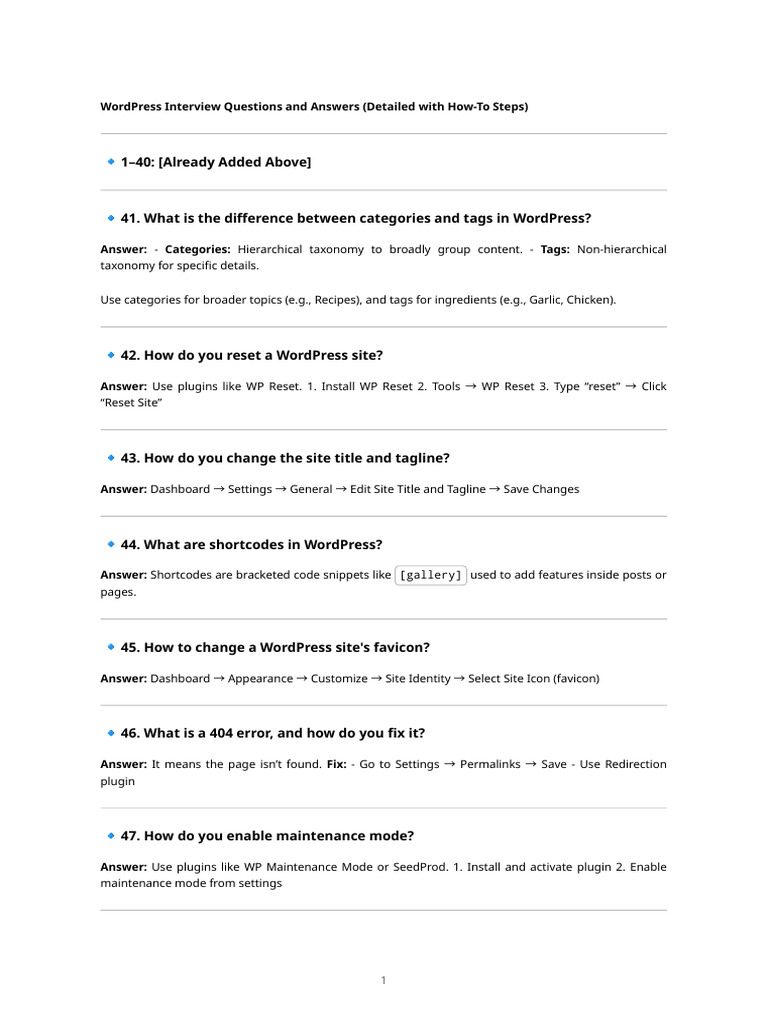 WordPress Interview Q&A Guide | PDF | Word Press | Hypertext