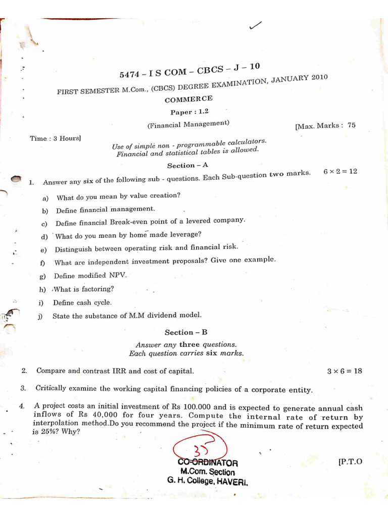 FM Questions Paper | PDF