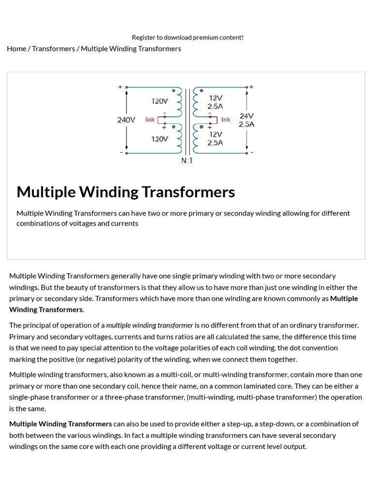 Multiple Winding Transformer and Multicoil Transformers | PDF | Transformer | Series And ...