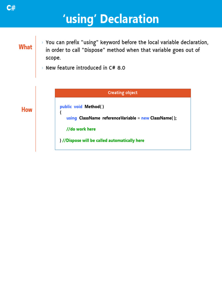 Using Declaration Cheatsheet | PDF
