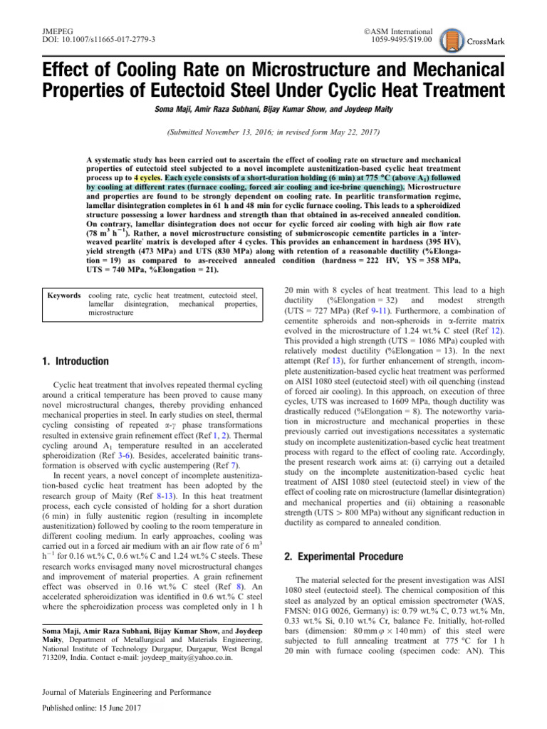 Effect of Cooling Rate On Microstructure and Mechanical Properties of ...