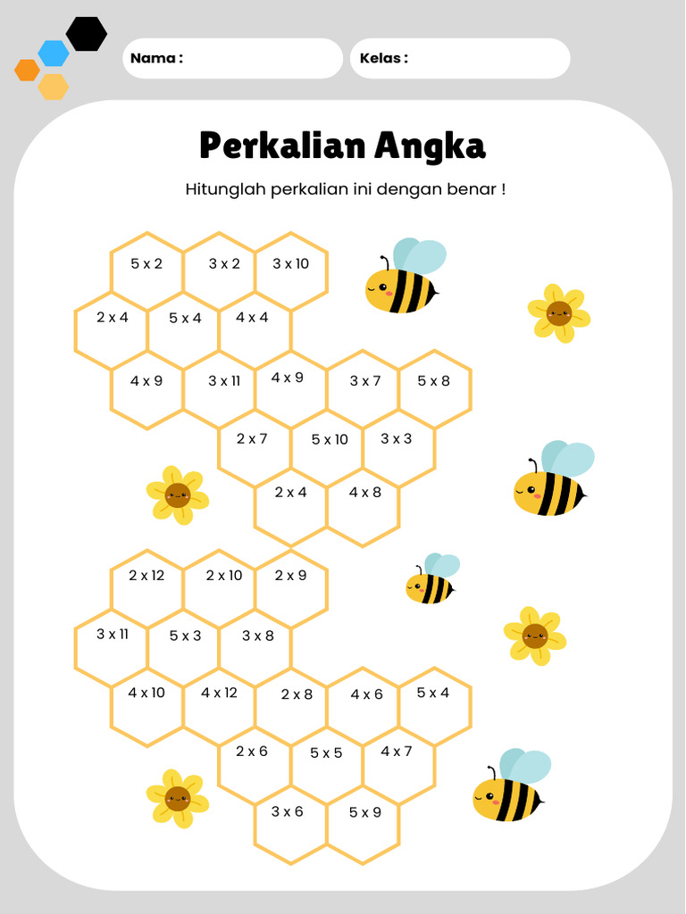 Perkalian Angka Lembar Kerja Kuning Dan Abu Ilustratif - 20250721 ...