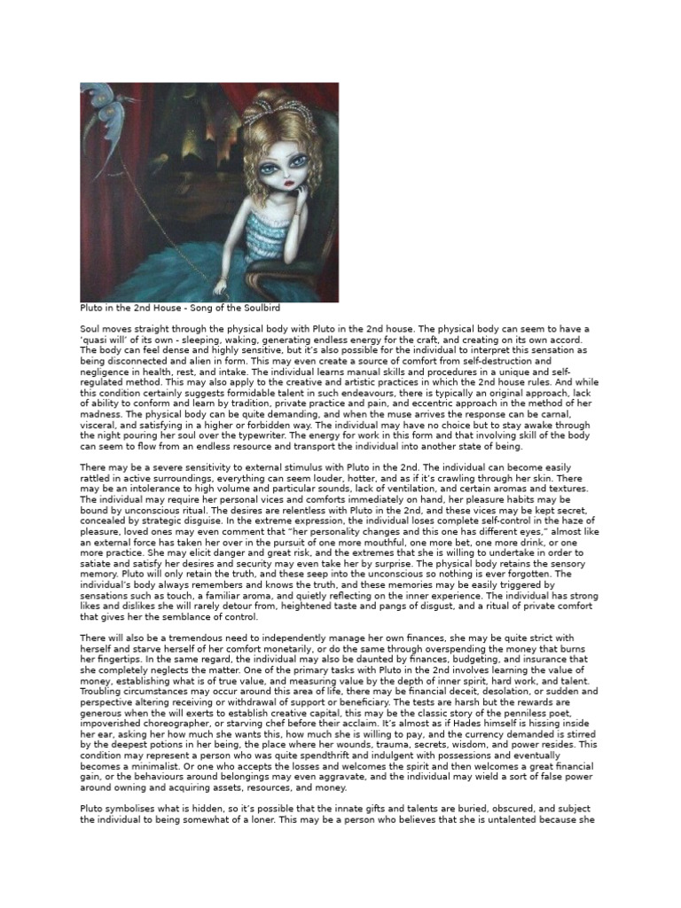 Pluto's Influence in the 2nd House | PDF | Psychology | Psychological ...