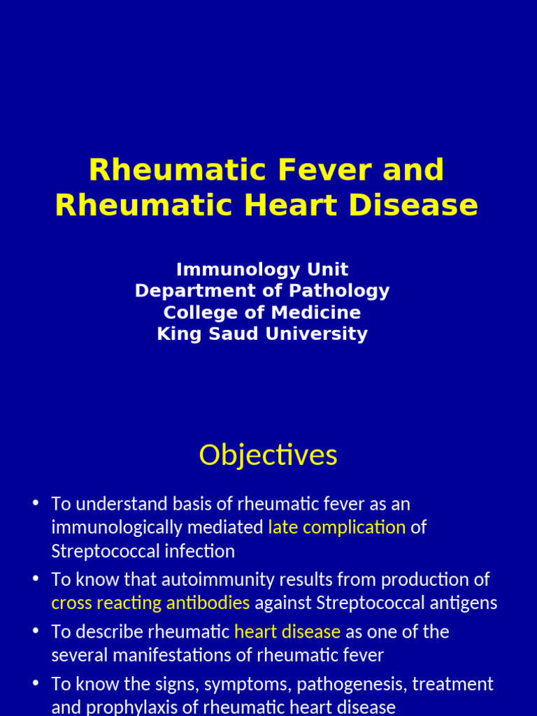 Lecture 1 - Rheumatic Fever and Heart Disease (2013) | PDF ...