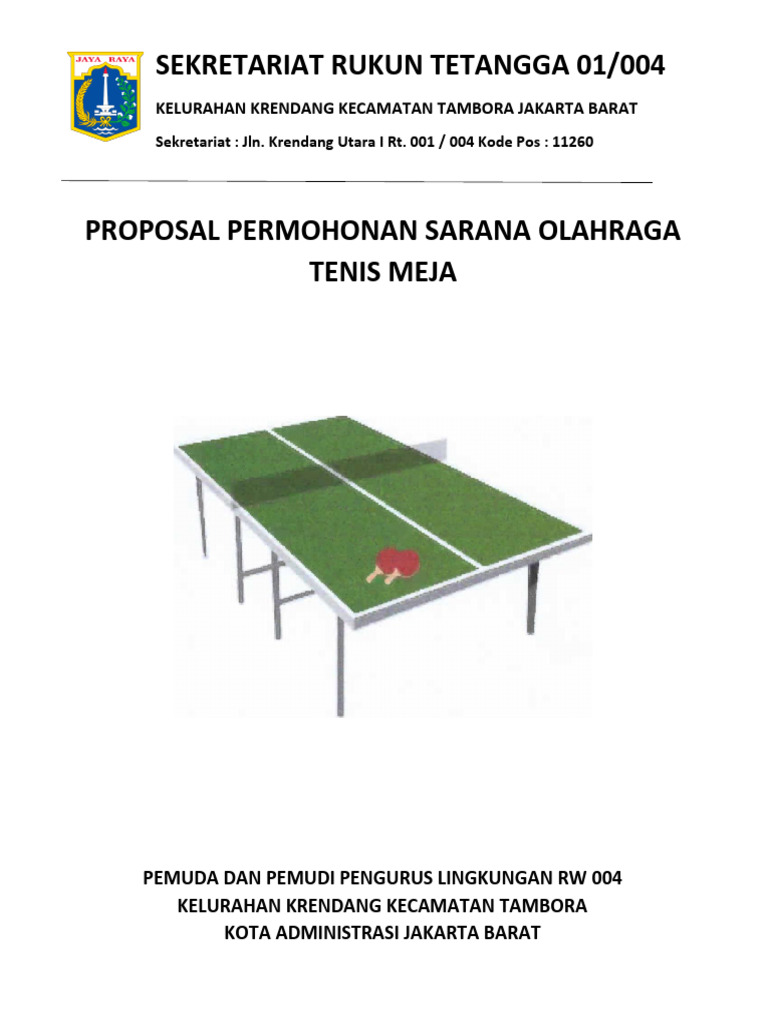 Proposal Alat Tenis Meja Krendang | PDF