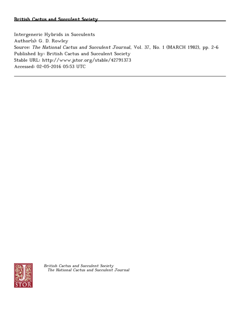 Intergeneric Hybrids in Succulents | PDF | Hybrid (Biology) | Species