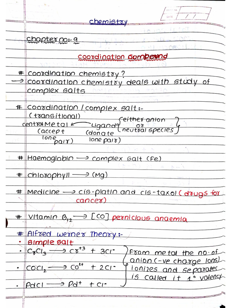 Notes Coordination Compounds | PDF