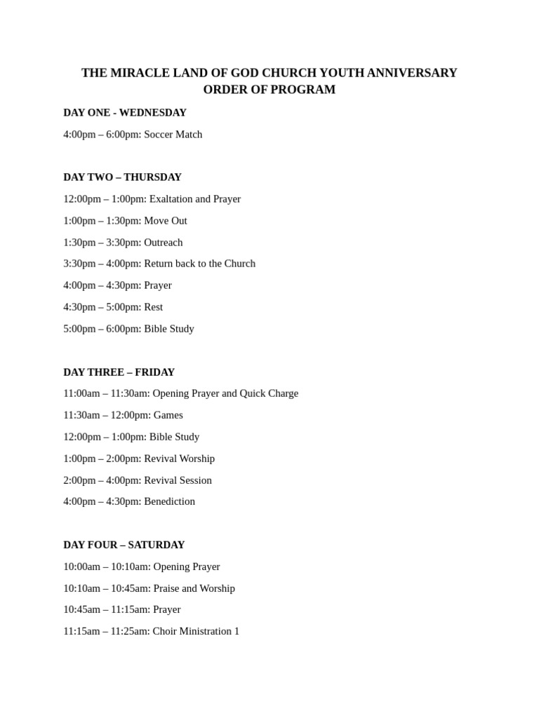 Youth Anniversary Order of Program-1 | PDF