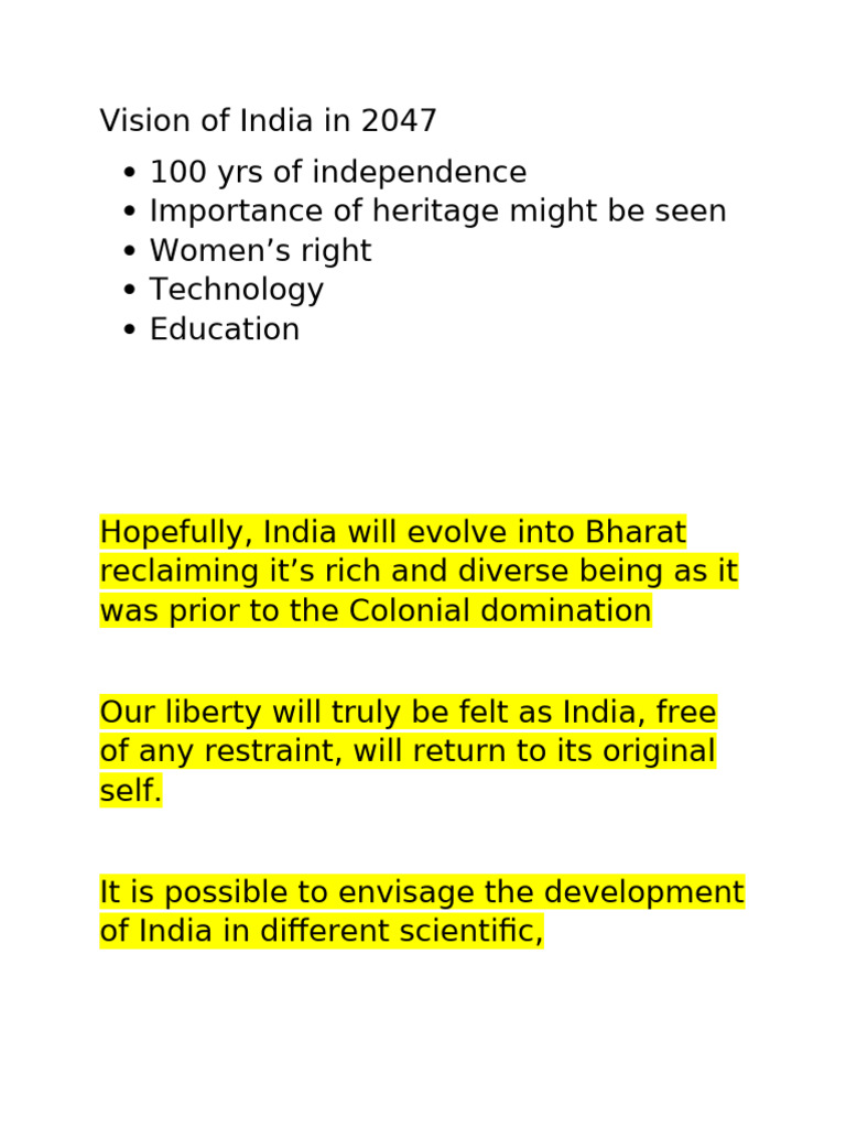 Vision of India in 2047 | PDF