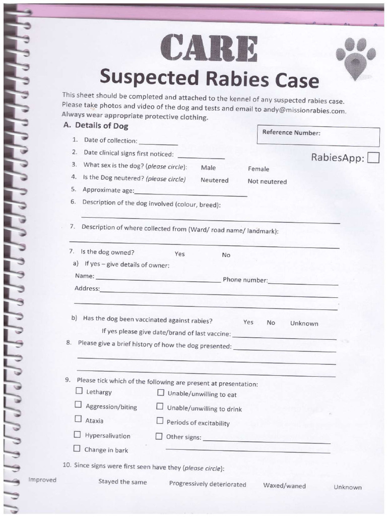 Rabies Form 1 | PDF