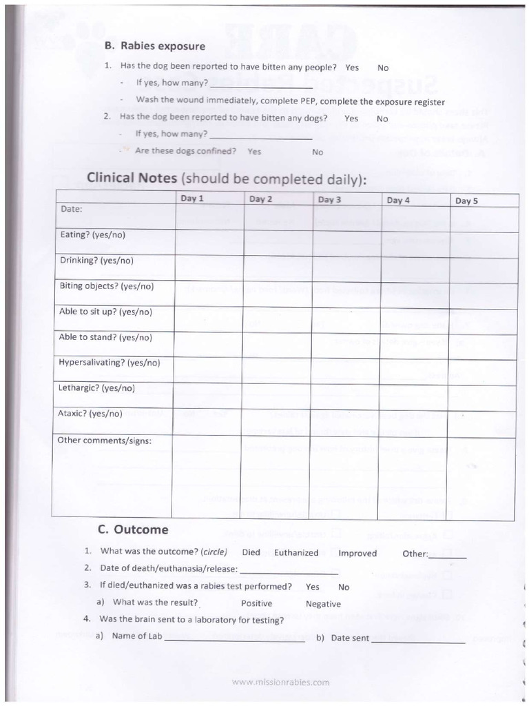 Rabies Form 2 | PDF