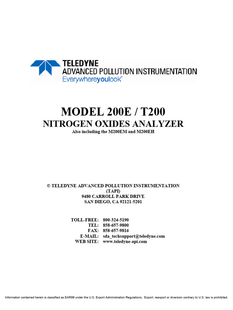 Model 200E NOx Analyzer Training Manual | PDF | Nitrogen Dioxide ...