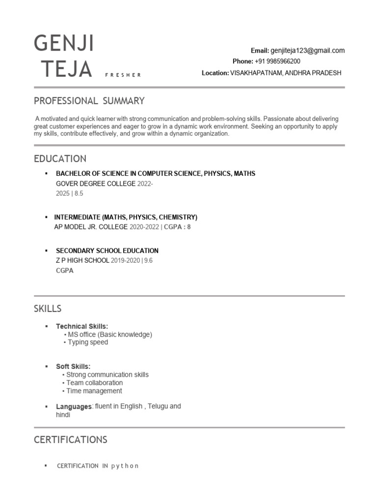 Teja Resume | PDF