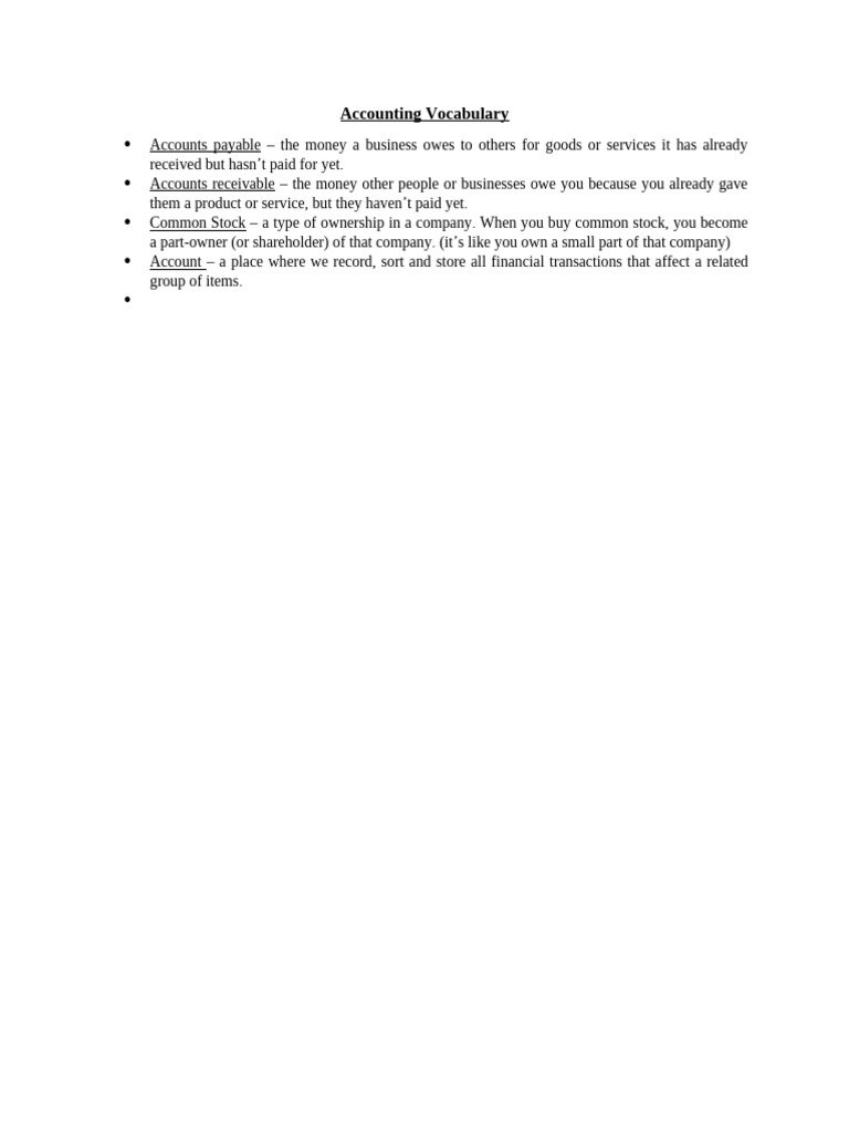 Accounting Vocabulary | PDF