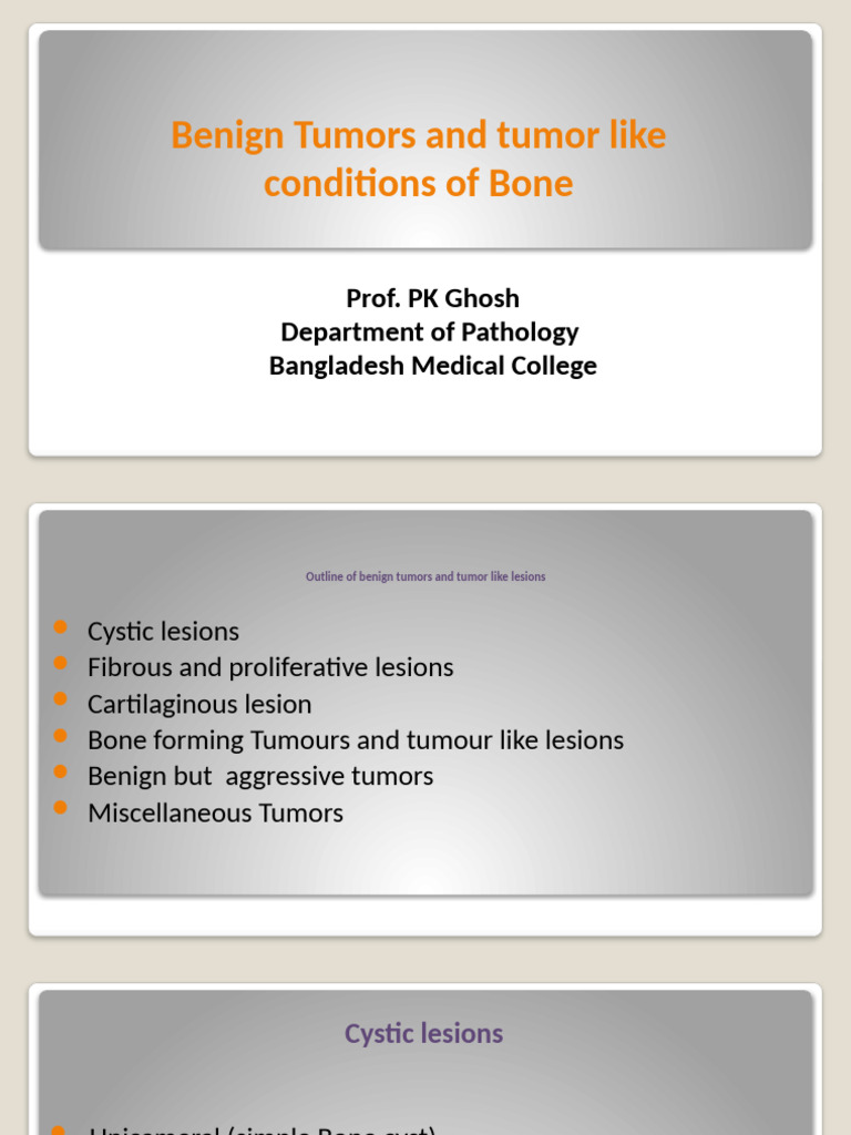 Benign Tumour and Tumour Like Conditions of Bone | PDF | Bone | Neoplasms