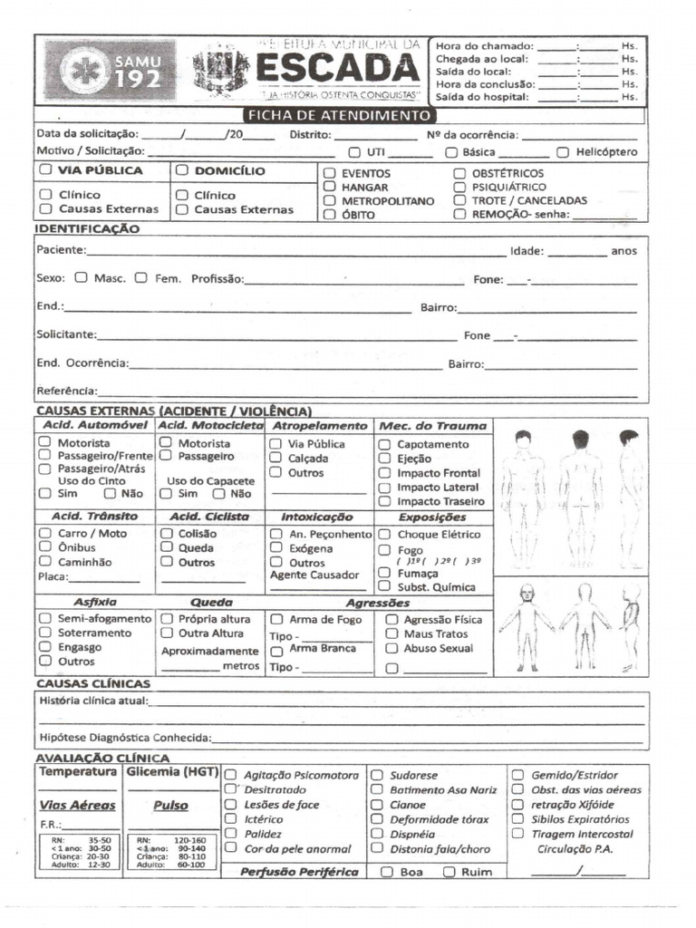 Ficha SAMU Frente | PDF