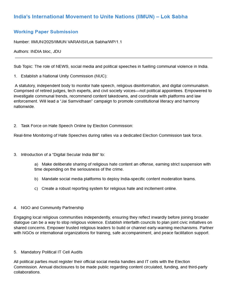 Combating Communal Violence in India | PDF