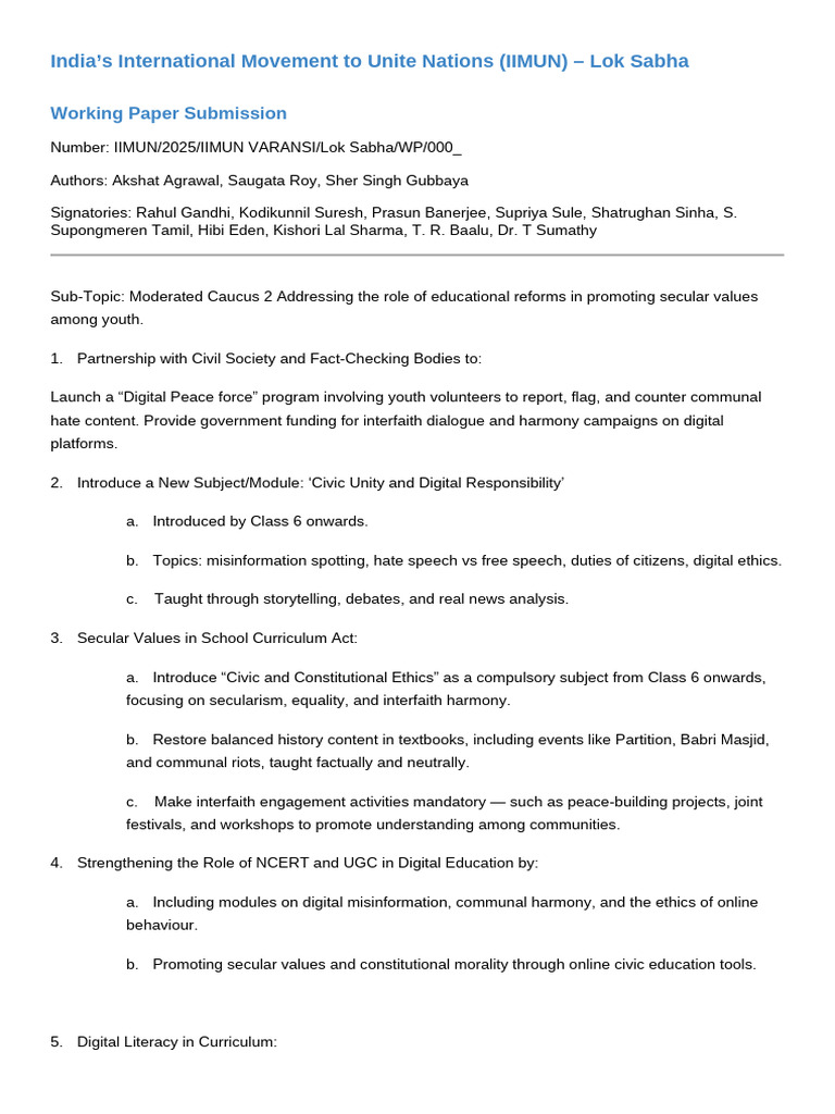 Working Paper INDIA Bloc Mod 2 | PDF