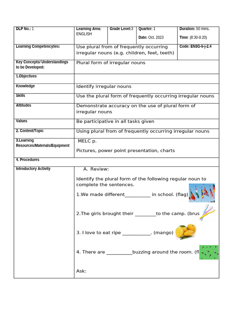 Irregular English 3 CO1 1 | PDF | Plural | Noun