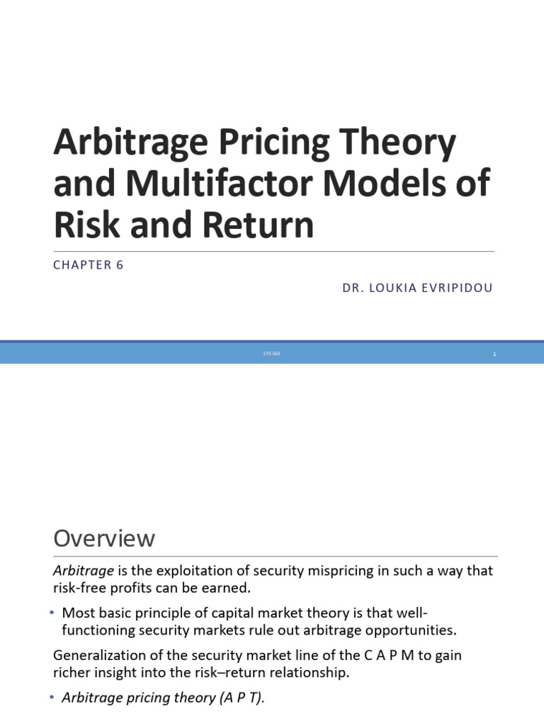 Arbitrage Pricing Theory Explained | PDF | Capital Asset Pricing Model ...
