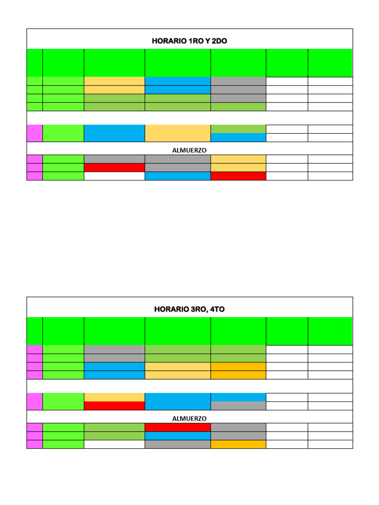 Horarios de Clases 1ro a 5to Grado | PDF