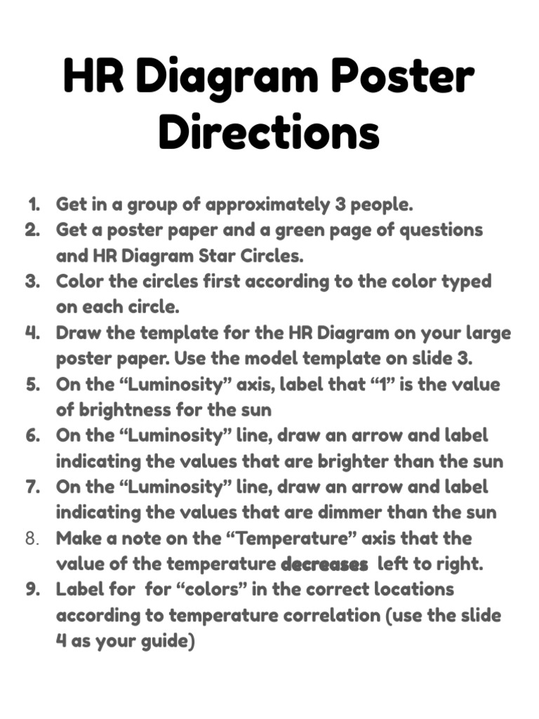 HR Diagram Poster Instructions | PDF | Stars | Astronomy