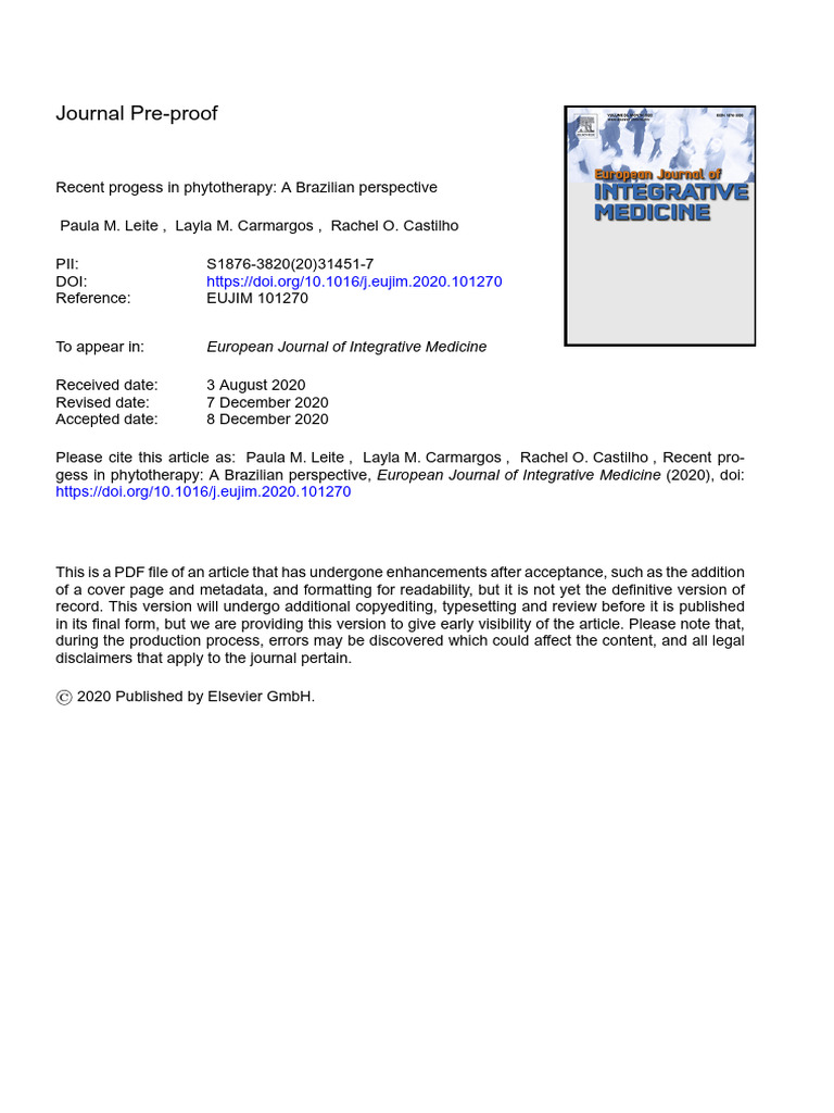 10 1016@j Eujim 2020 101270 | PDF | Medicinal Plants | World Health ...