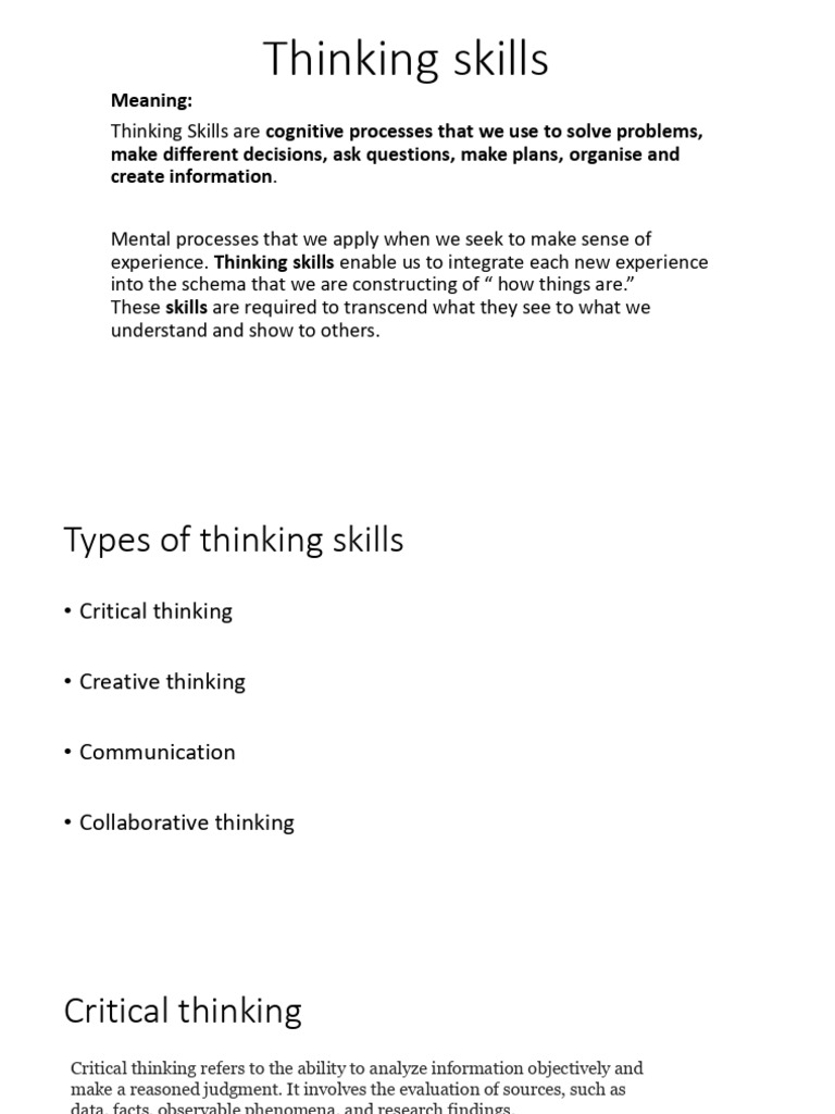 Types of Thinking Skills in Education | PDF | Critical Thinking | Thought