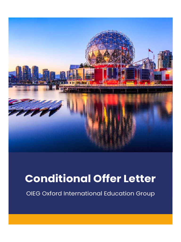 OICC Vancouver Conditional Offer Letter Titilola T | PDF | Payments | Travel Visa