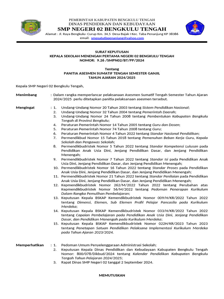 SK PANITIA PTS Ganjil 2024-2025 | PDF