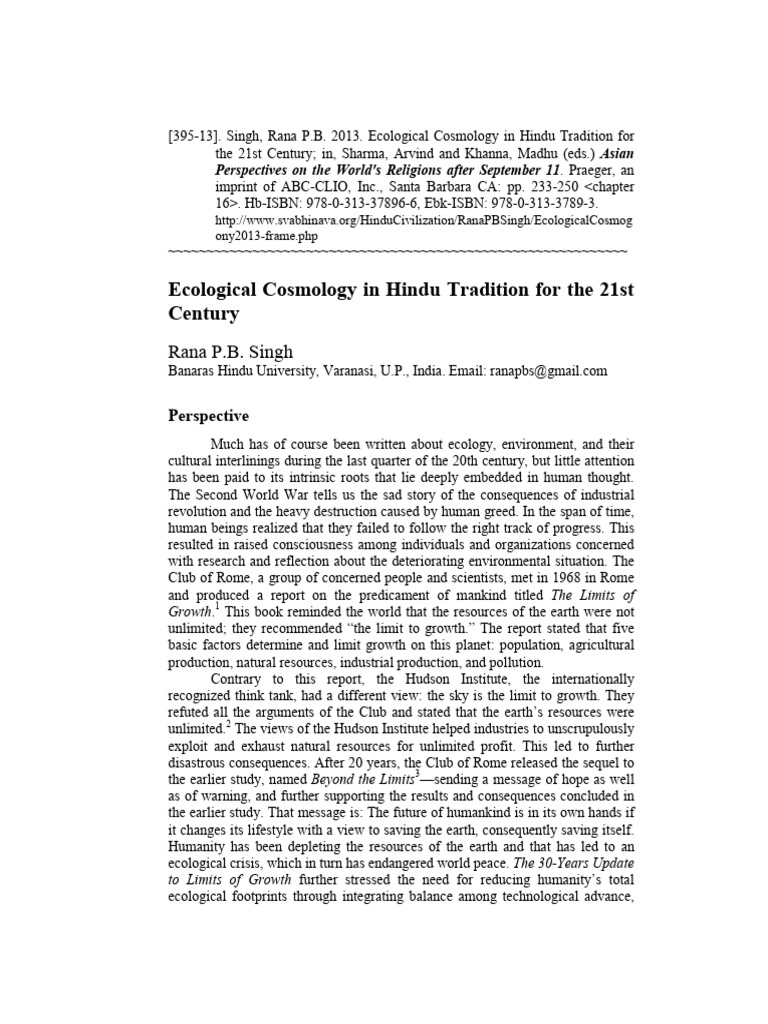 395 13 Singh Rana P B 2013 Ecological C | PDF | Vedas | Ahimsa