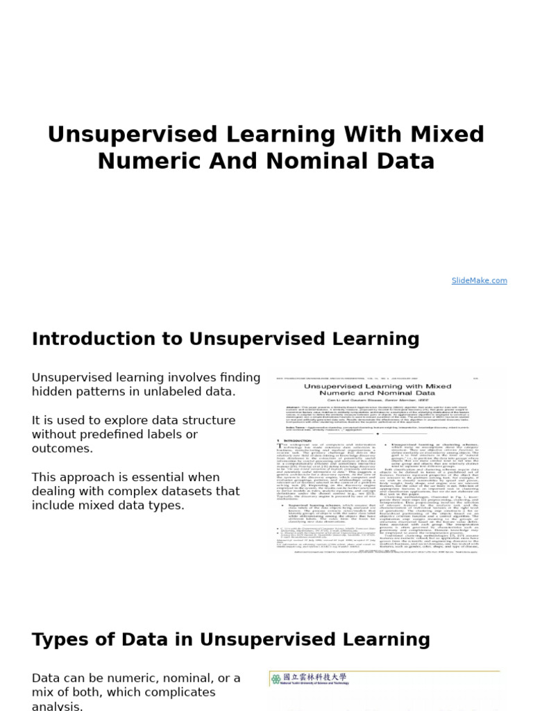 Unsupervised Learning With Mixed Numeric and Nominal Data | PDF ...