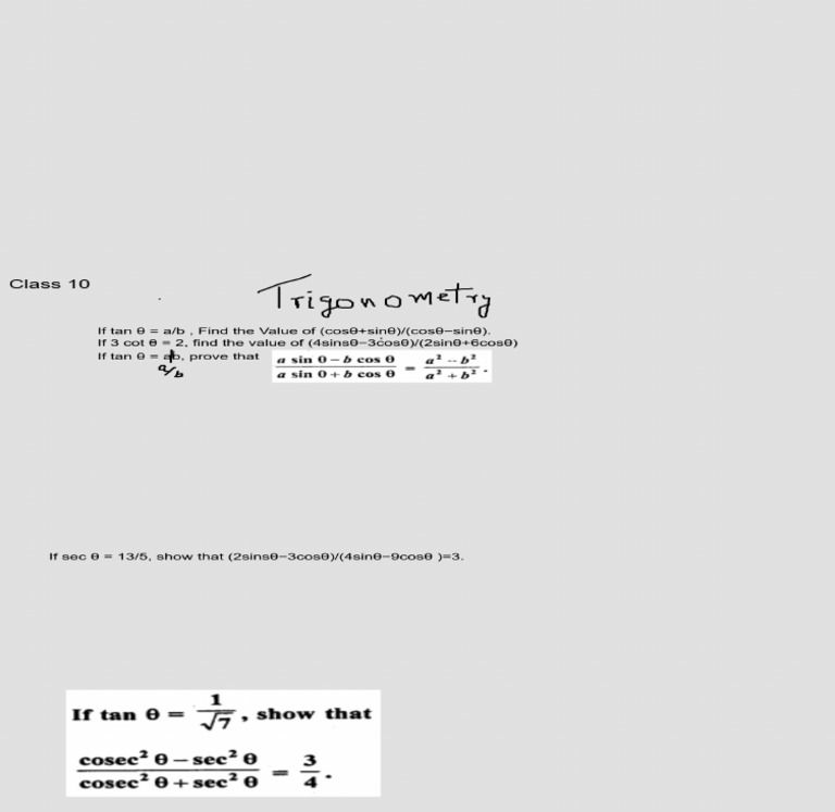 Trigonometry 2 1 Class10 | PDF