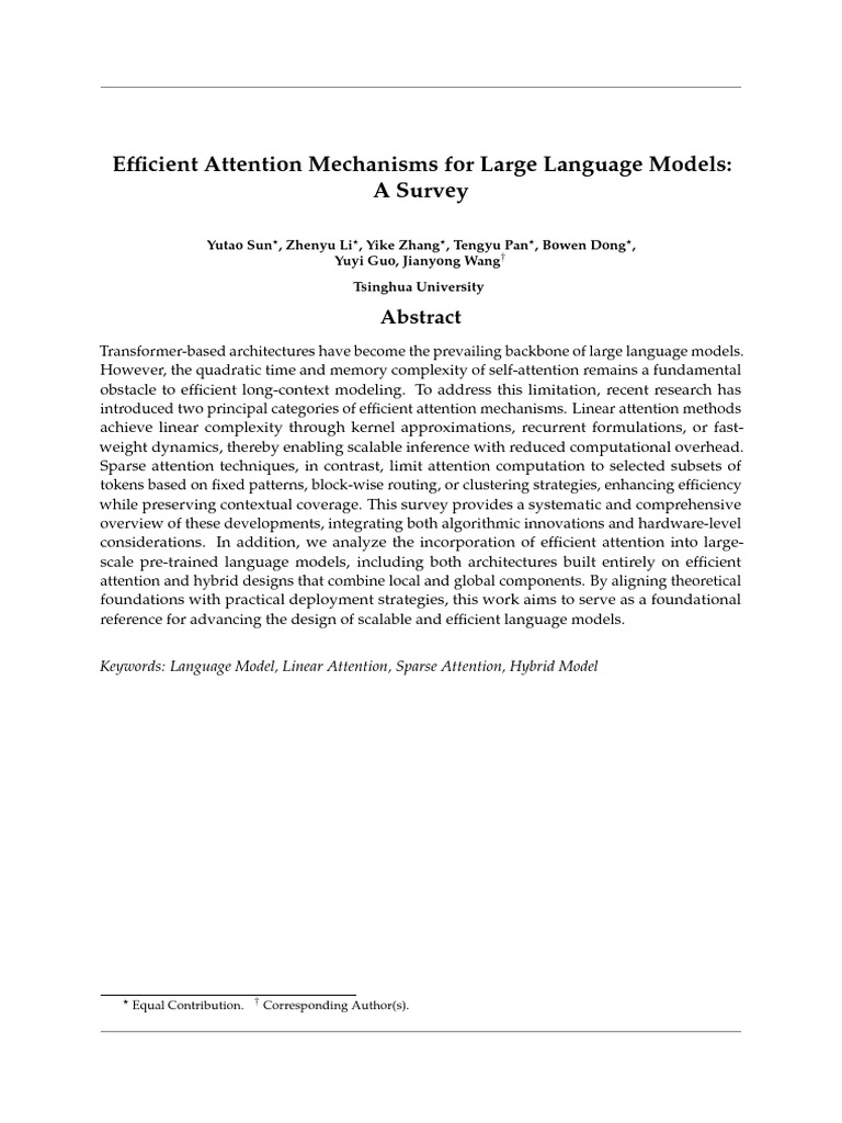 Efficient Attention Mechanisms For Large Language Model - A Survey ...