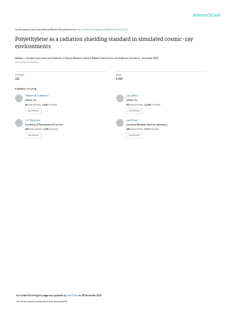 Polyethylene's Role in Radiation Shielding | PDF | Radiation Protection ...
