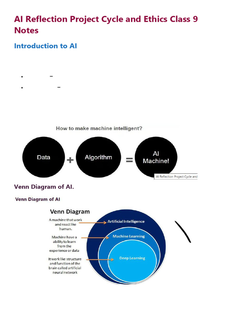 AI Reflection: Project Cycle & Ethics Class 9 | PDF | Artificial ...