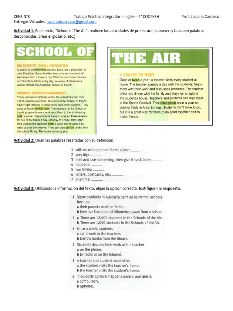 TP INTEGRADOR Ingles 2° COOPRH 2021 | PDF