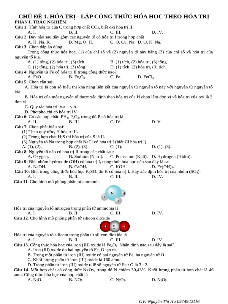 HÓA TRỊ- CTHH | PDF