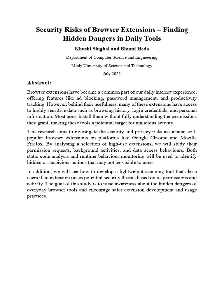 Security Risks of Browser Extensions | PDF